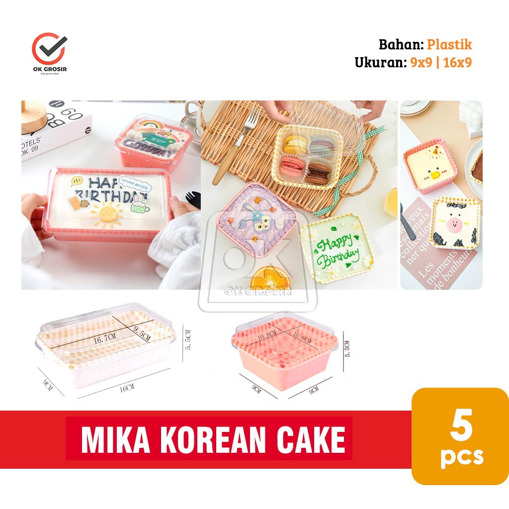 Jual Kotak Mika Korean Lunch Box Cake Wadah Mika Bento (1 pack isi 5pcs ...