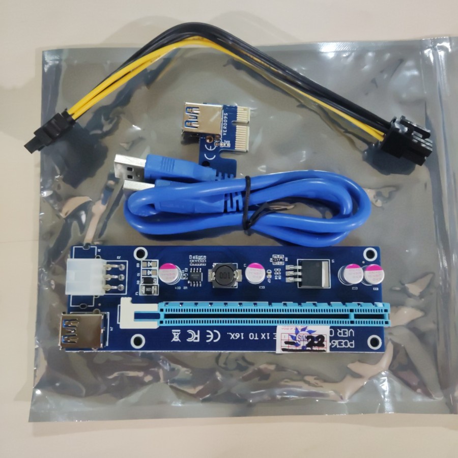 Jual PCIE riser vga card board ver 007 4 kapasitor mining gpu | Shopee ...