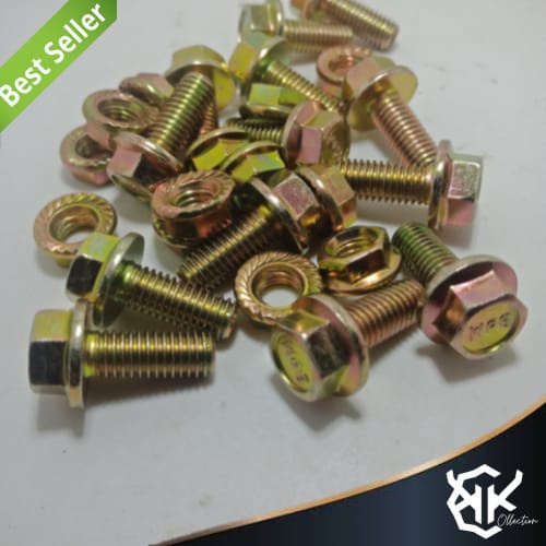 Jual Baut Mur Flange M8 1 Set Baut Topi 1 Set Baut Mur 12 Kunci 12 ...