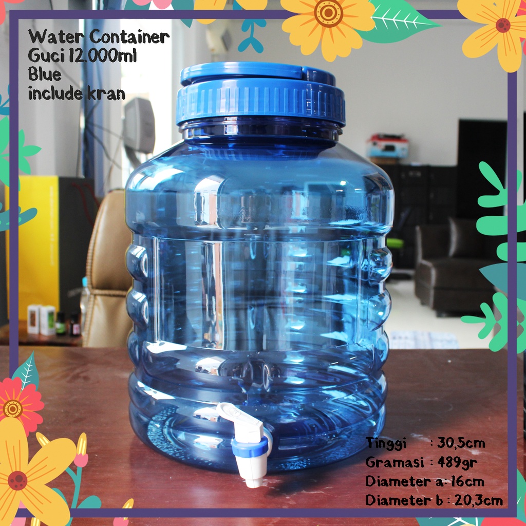 Jual WATER CONTAINER GUCI 12000ML 12L 12LITER FIT 10 LITER INCLUDE KRAN ...