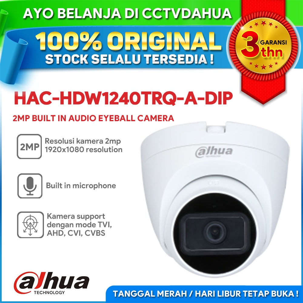 Jual Dahua Hac Hdw1240trqp A Dip 2mp Audio Hdcvi Indoor Dip Switch