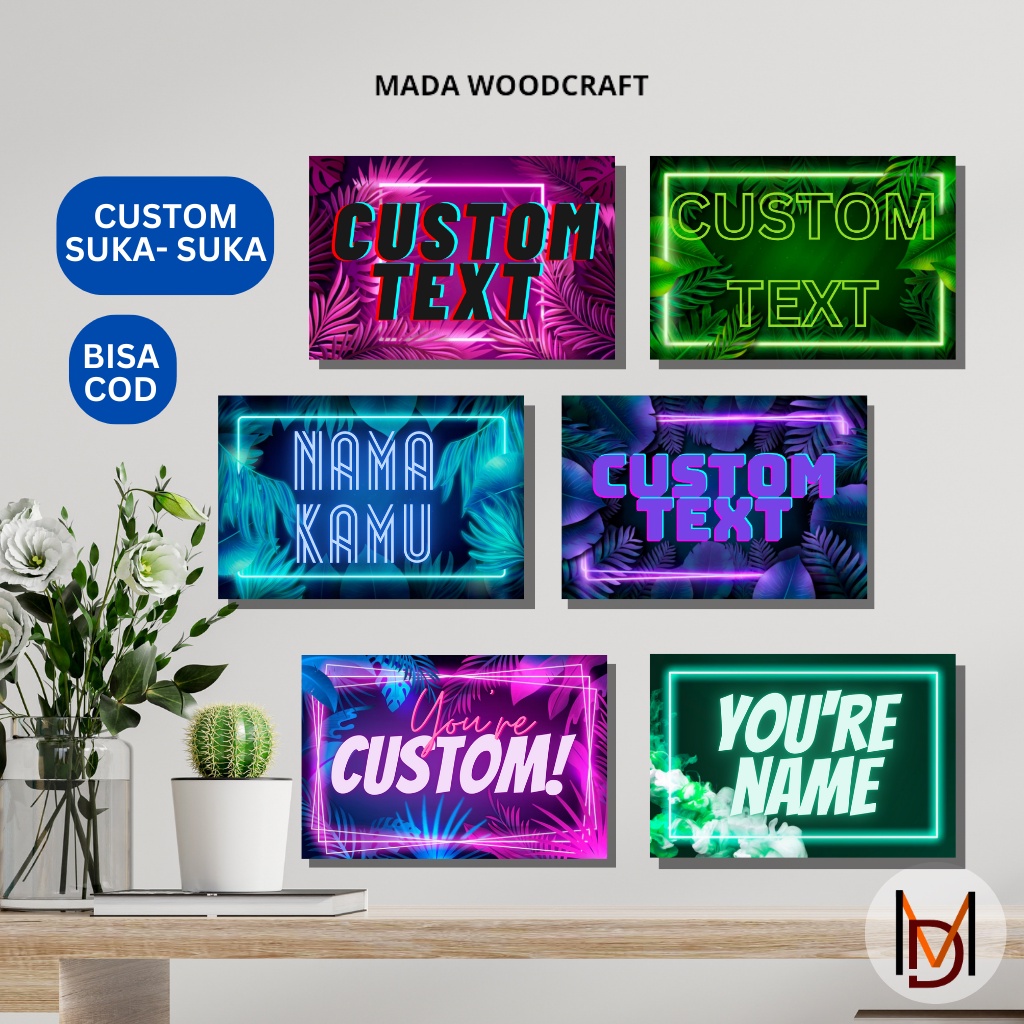 Jual (COD) Mada - Custom 20x30 Hiasan Neon Custom Nama Dinding Poster ...