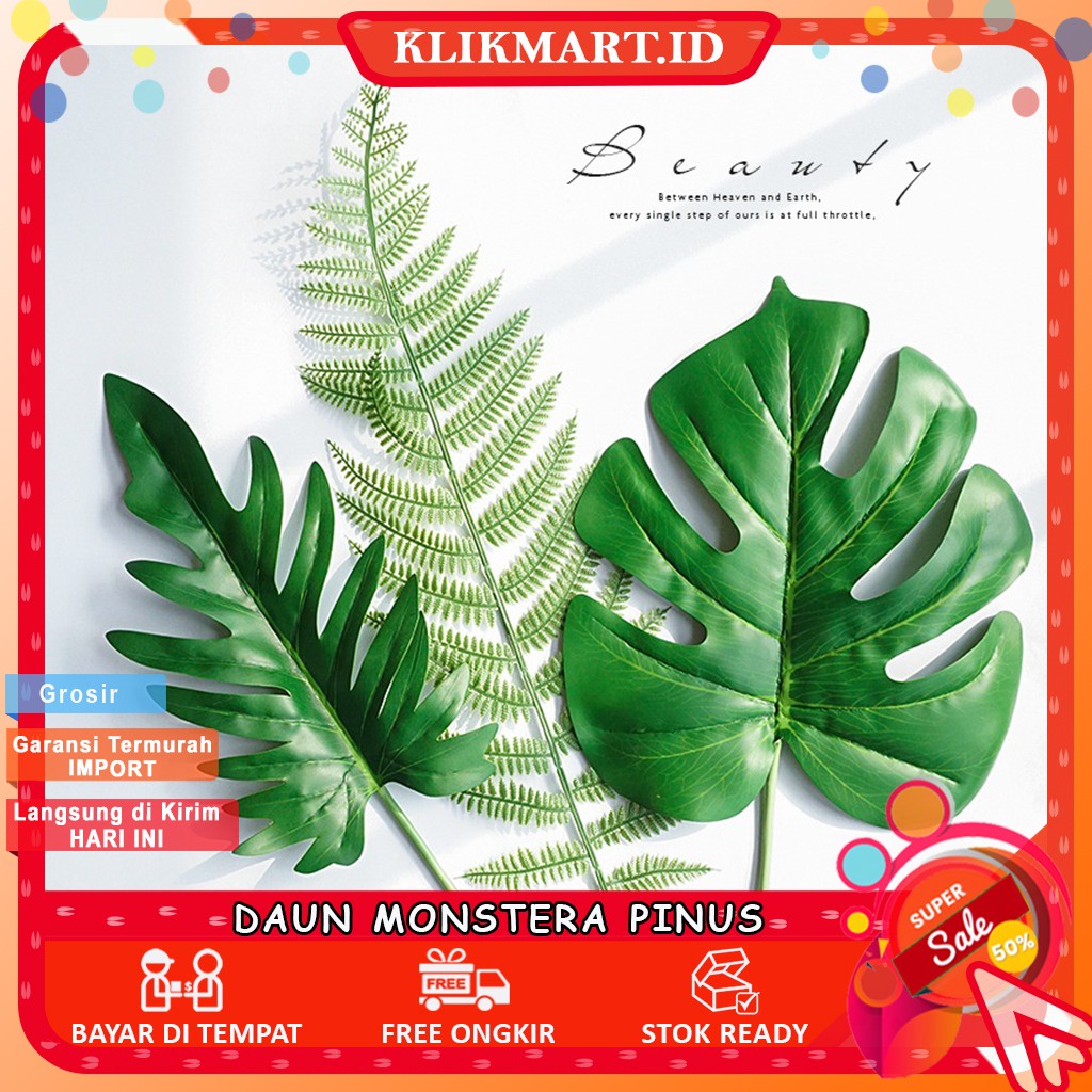 Jual KM-281 Daun Monstera Palsu Plastik / Daun Palem, Daun Paki, Daun ...
