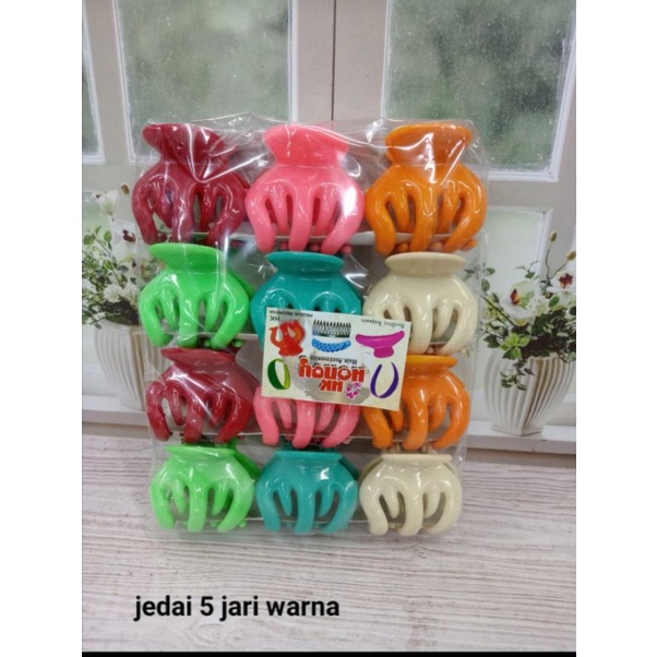 Jual Jedai besar jepit rambut Gigi 5 ukuran 5 cm multiwarna isi 12 pcs | Shopee Indonesia