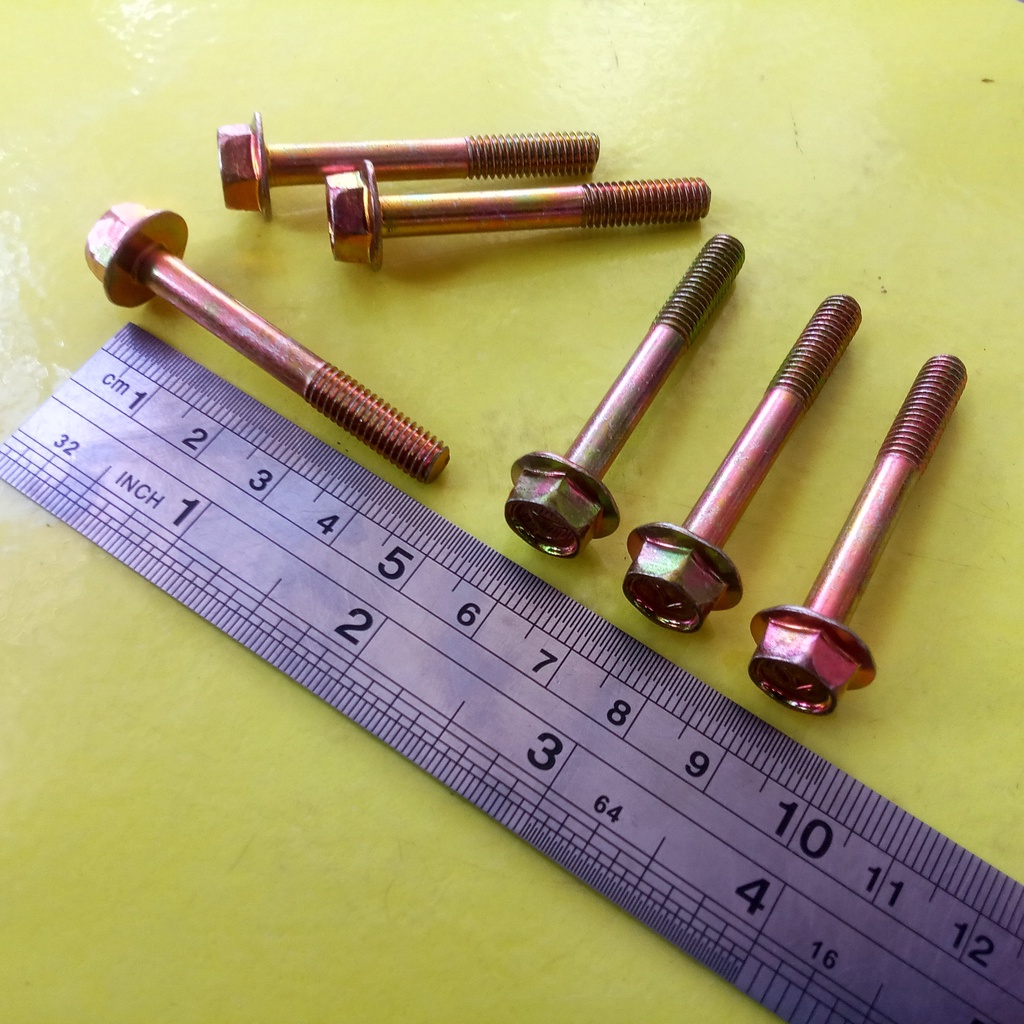 Jual FLANGE BOLT KUNING M6 X 45 / BAUT 10 KUNCI 10 / BAUT TOPI M6 X 45 ...