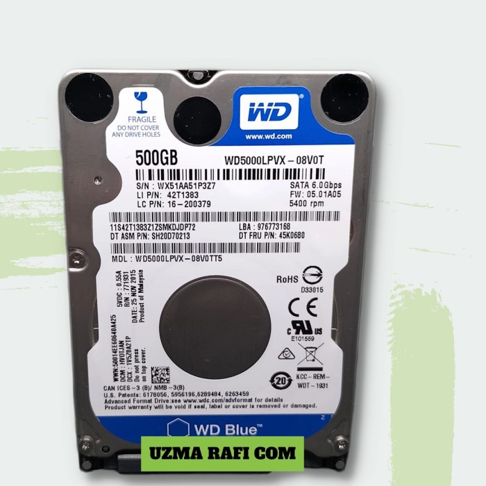 Jual Hardisk/HDD Laptop 500GB WD Blue SATA 2.5 Inchi For Asus- Lenovo ...