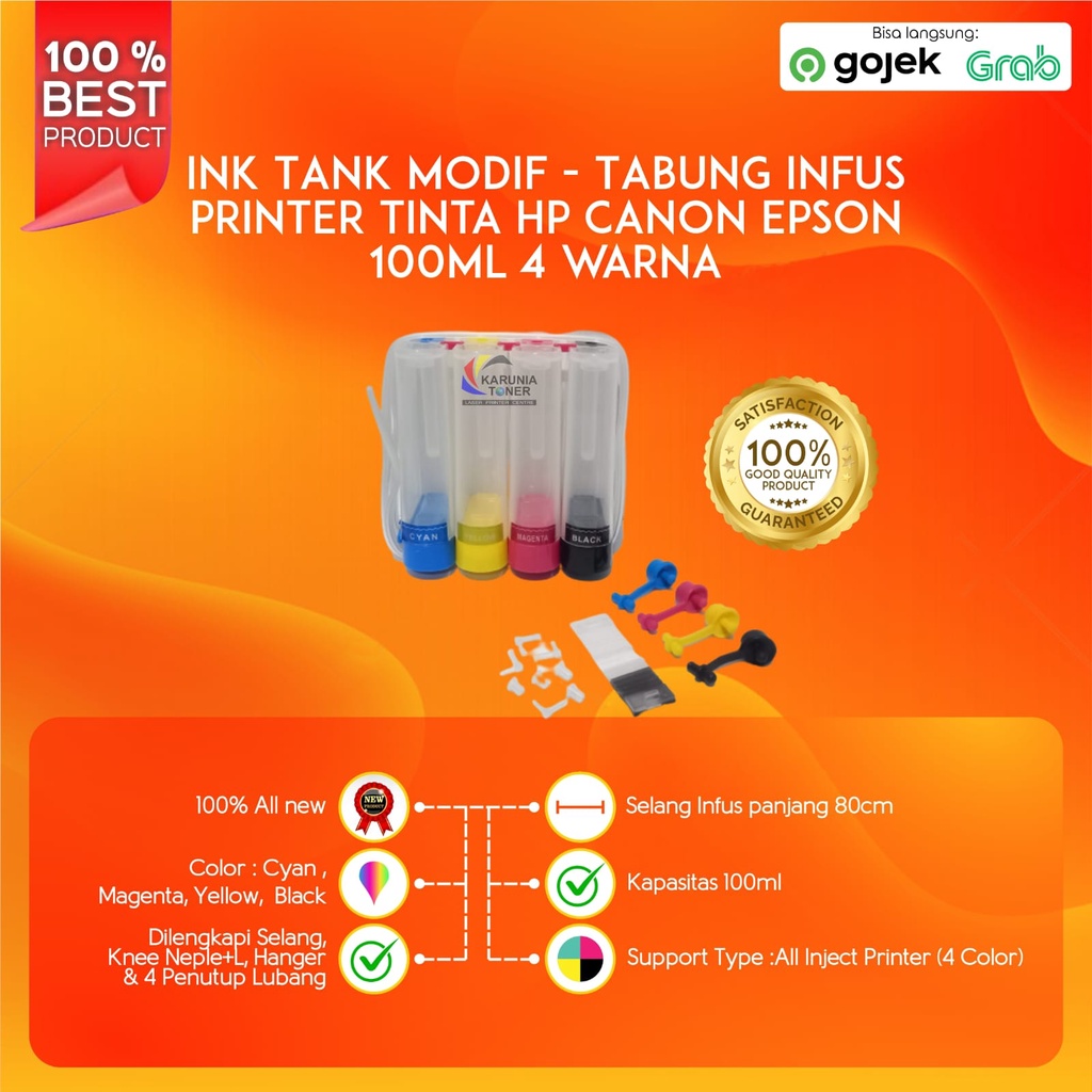 Jual Tabung infus tinta 100ml 4 warna lengkap | Shopee Indonesia