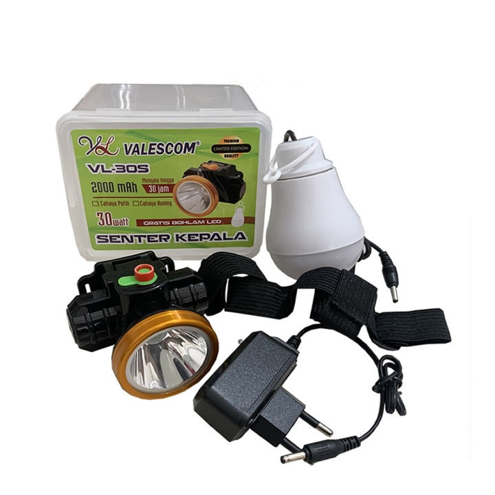 Jual Senter Kepala 30 Watt Plus Bohlam Valescom VL-30S - Putih Headlamp ...