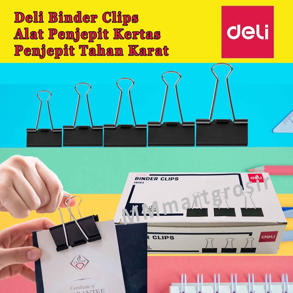 Jual DELI / Binder Clips / Alat Penjepit Kertas / Penjepit Serbaguna ...