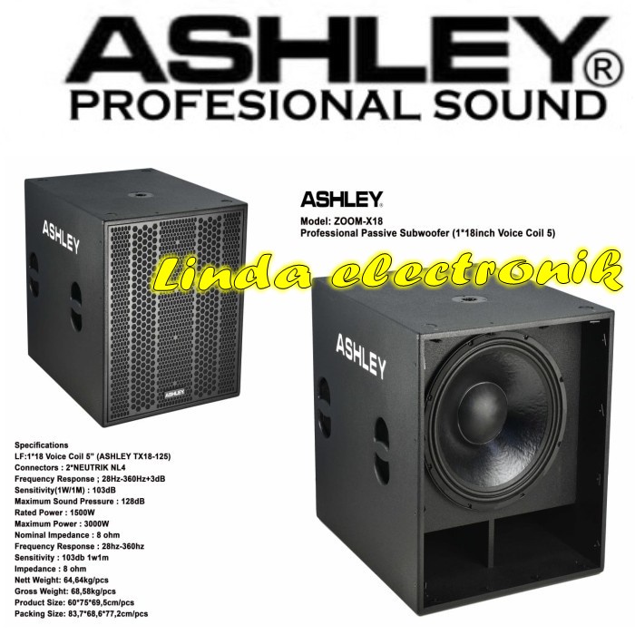 Jual subwoofer pasif ashley zoom x18 18'' 1 buah original | Shopee ...