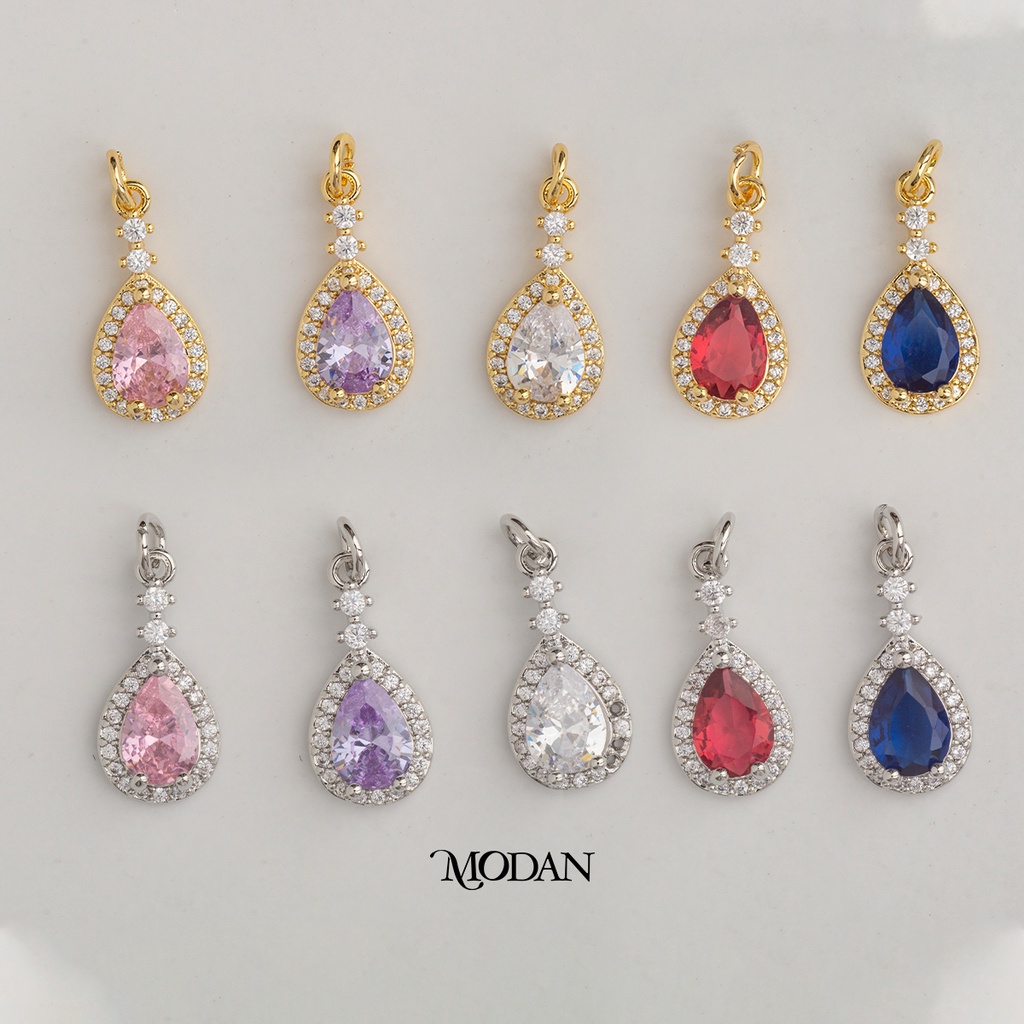 Jual Modan - Liontin Warna Warni Teardrop Mini Cluster Pear Cut Cubic ...