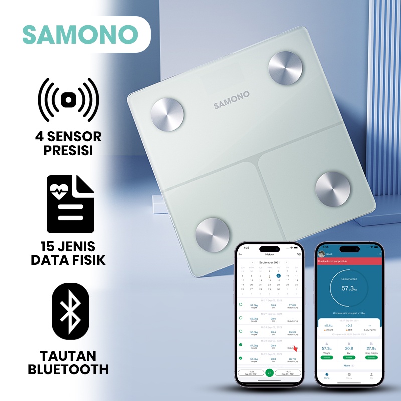 Jual Samono Timbangan Badan Digital LED Body Fat Scale 15 Jenis Data ...