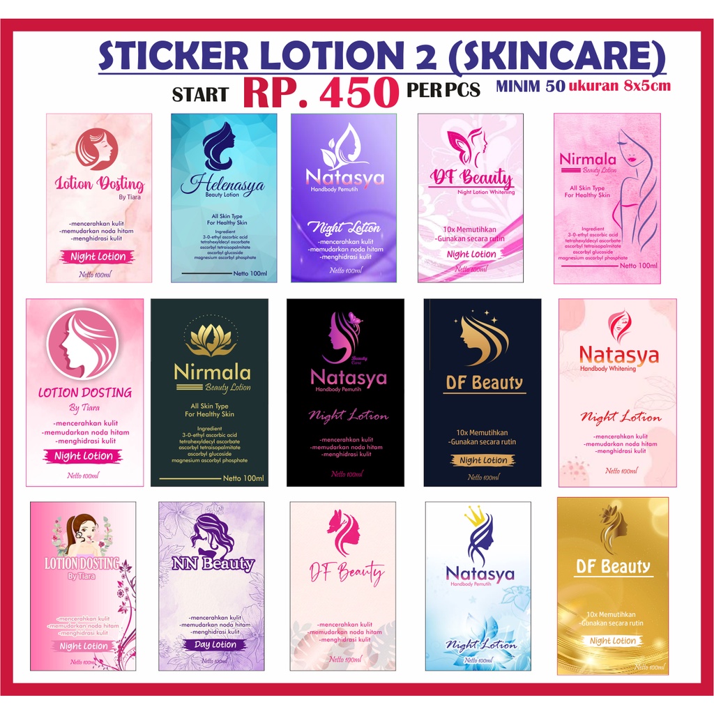 Jual Sticker skincare. stiker LOTION.Stiker body whitening.HB pemutih ...