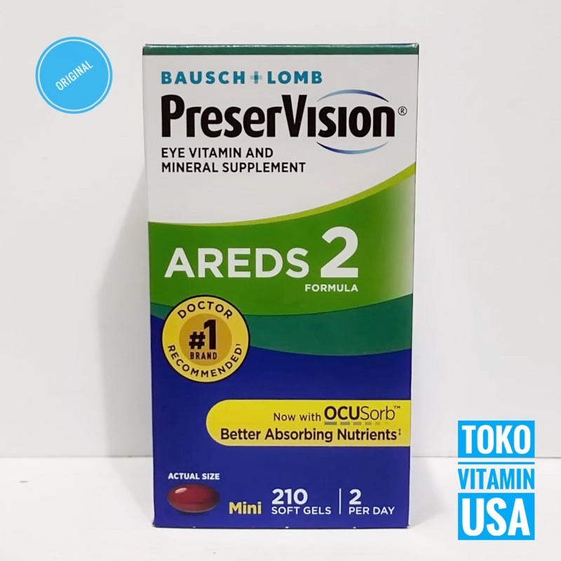 Jual Bausch+Lomb PreserVision AREDS 2 Eye Vitamin & Mineral Supplement 210 Softgels | Shopee ...