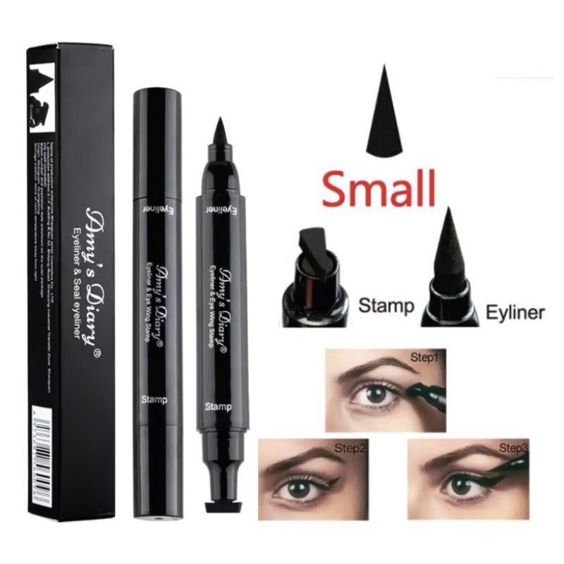 Jual Double Head Eyeliner Eye Makeup Black Quick Dry Vamp Stamps Tool ...