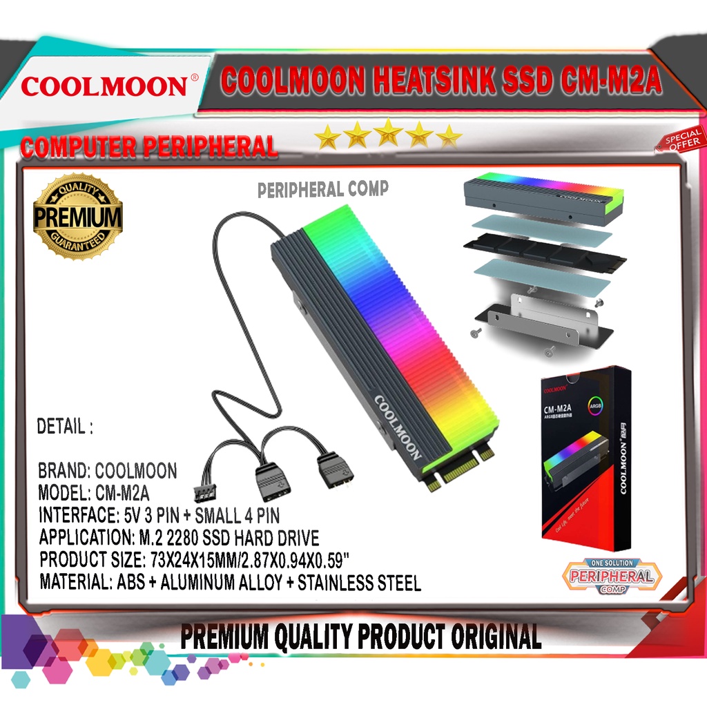 Jual COOLMOON M2 SSD NVME HEATSINK RGB CM-M2A 5V | Shopee Indonesia