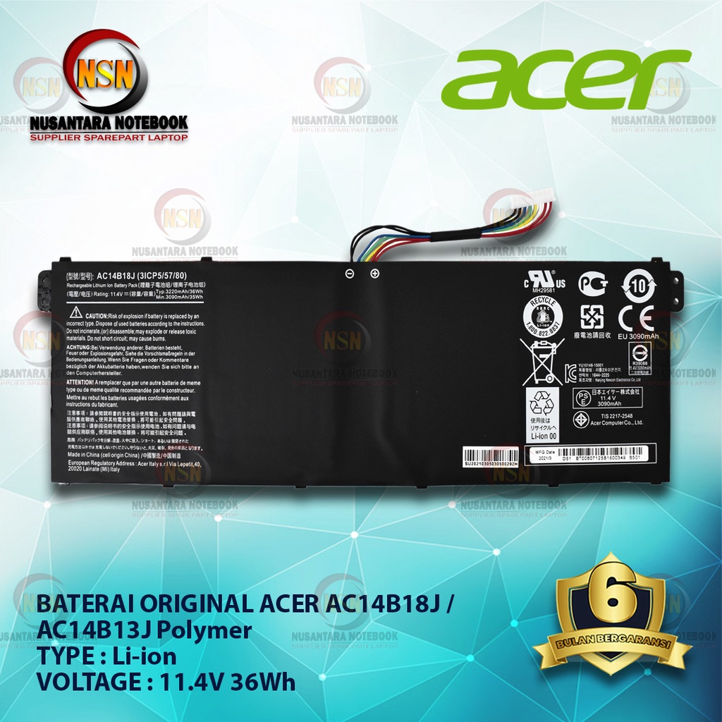 Jual Baterai Laptop Acer Original AC14B18J / AC14B13J Polymer Internal ...