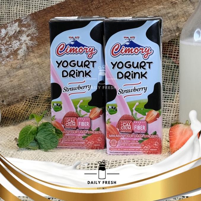 Jual CIMORY UHT YOGURT DRINK 1 CARTON @ 200 ML (STRAWBERRY / BLUEBERRY) | Shopee Indonesia