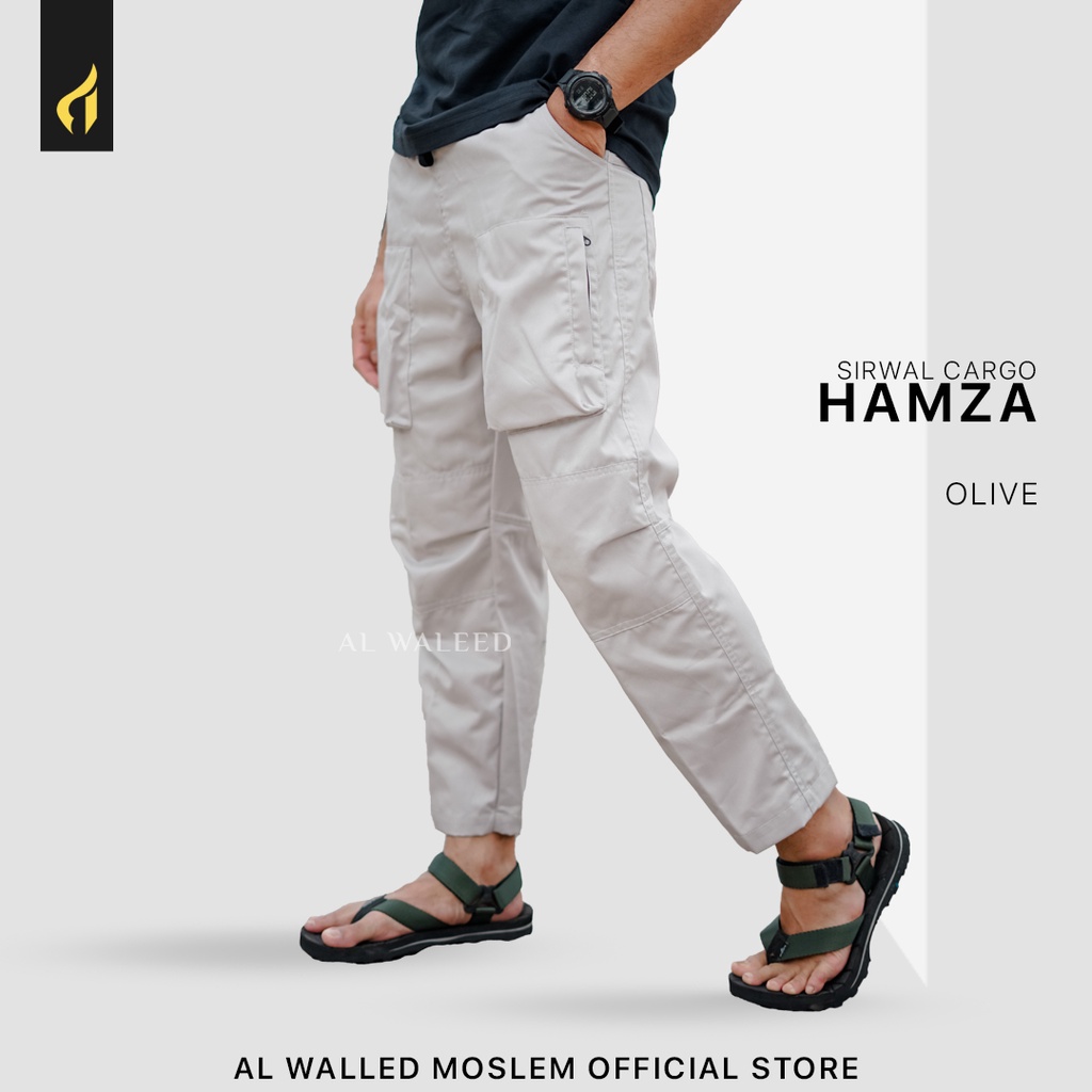 Jual Al Waleed Moslem Celana sirwal cargo Hamza warna Olive | Shopee Indonesia