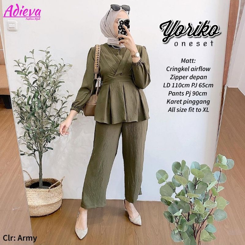 Jual Yoriko One Set Crincle Airflow Premium Setelan Wanita Celana Panjang | Shopee Indonesia