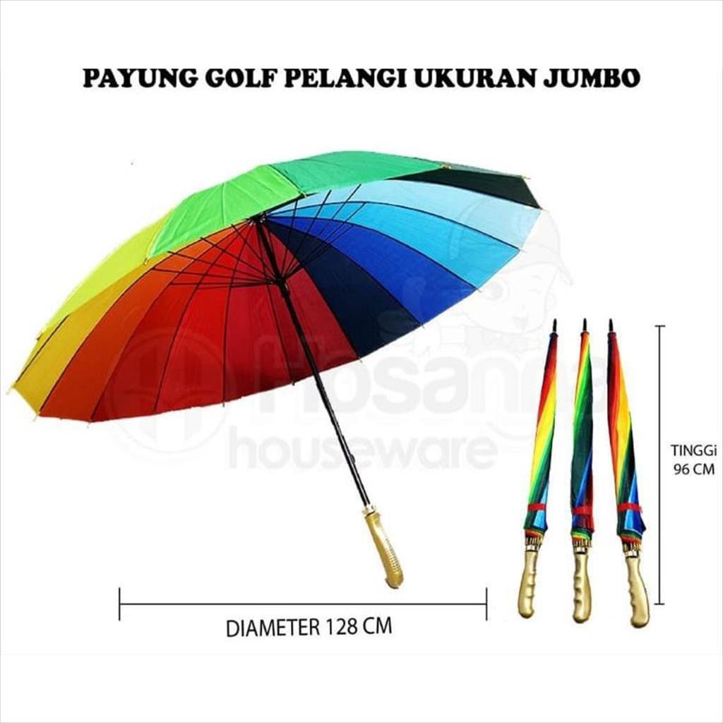 Jual RS 964. Payung Golf Pelangi Besar Jumbo Kuat Rainbow Kokoh 16 Jari ...