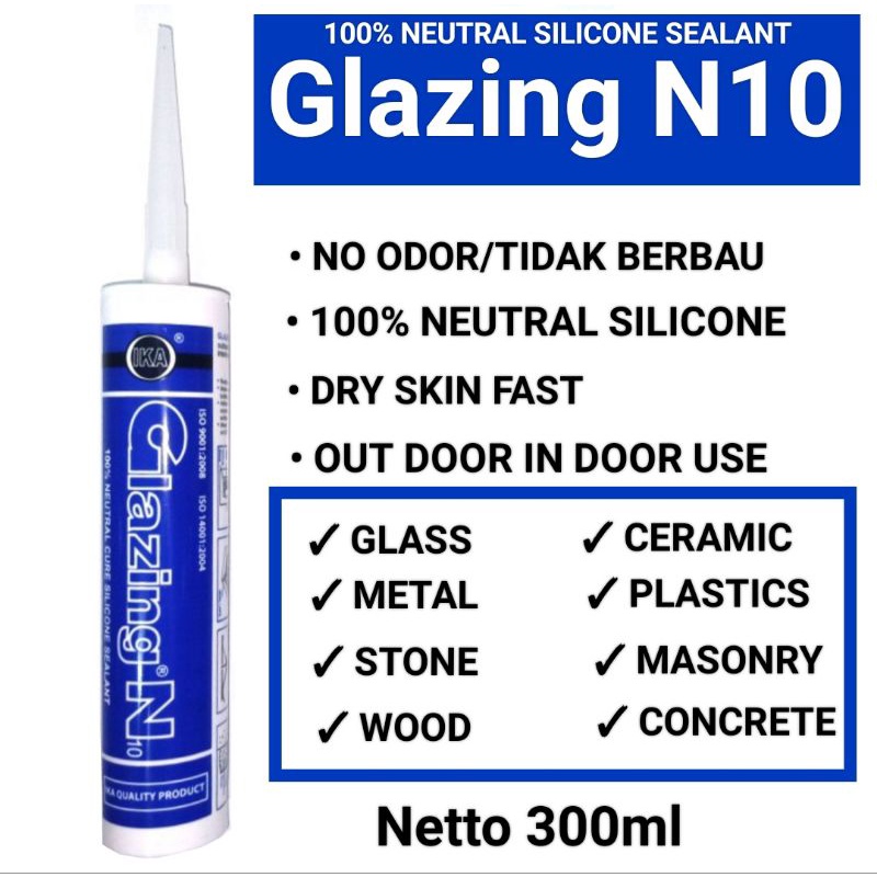 Jual Lem Kaca Silicone Sealant GLAZING N10 / GLAZING N-10 Netral 300ml ...