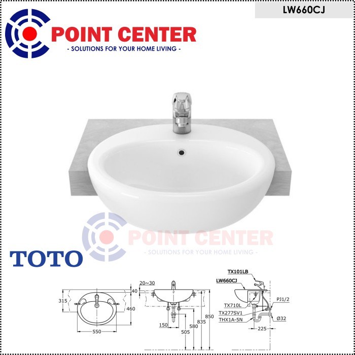 Jual TERBAIK WASTAFEL DI ATAS MEJA BULAT TOTO LW 660 CJ PUTIH (UNIT AJA) | Shopee Indonesia