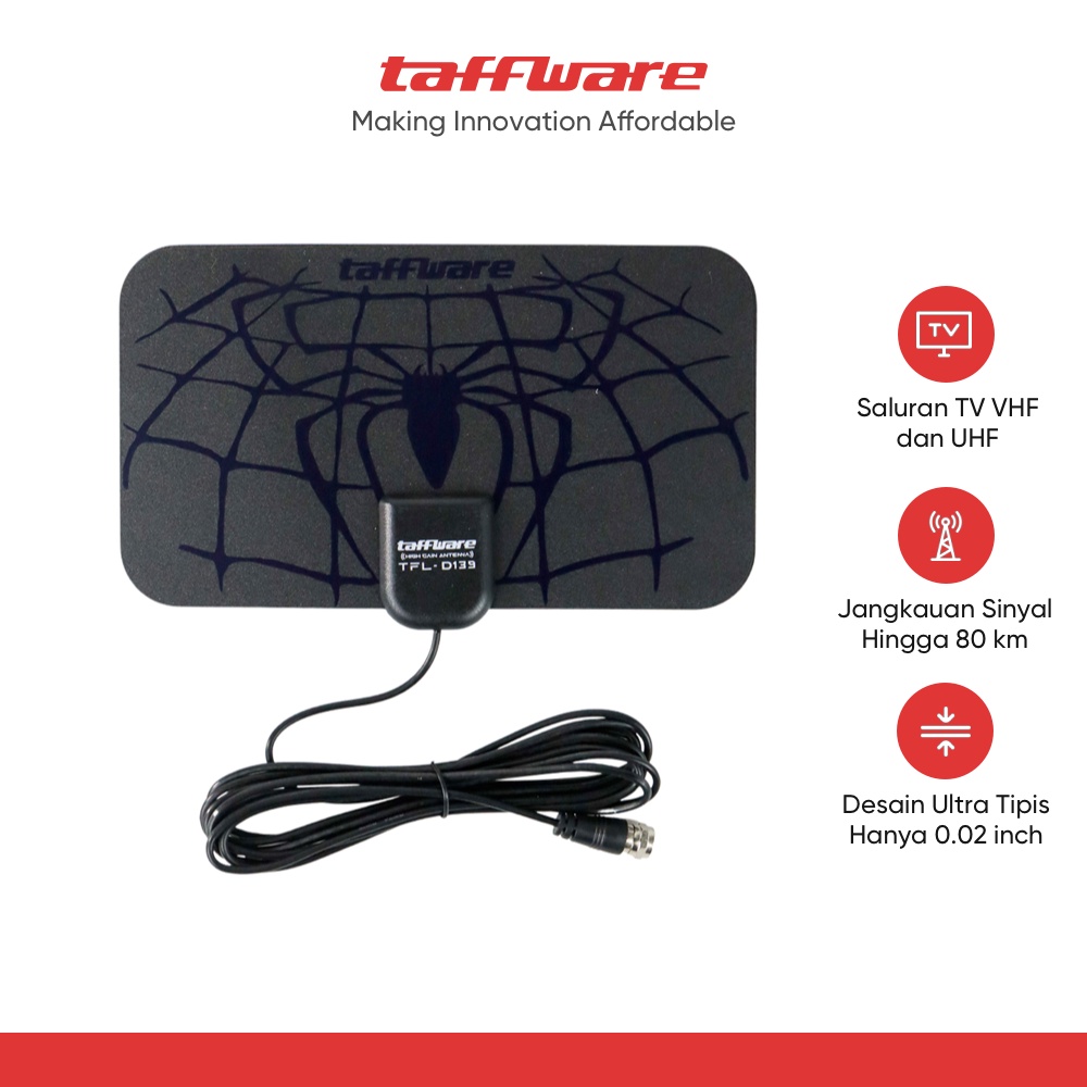 Jual Taffware TFL-D139 Antena TV Digital DVB-T2 4K 25 dB Spider Pattern ...