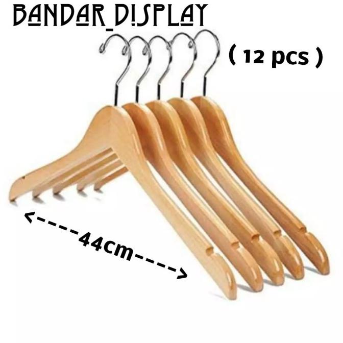 Jual Hanger Kayu Dewasa ( Wood ) Warna Natural 1 Lusin ( Isi 12 Pcs ...