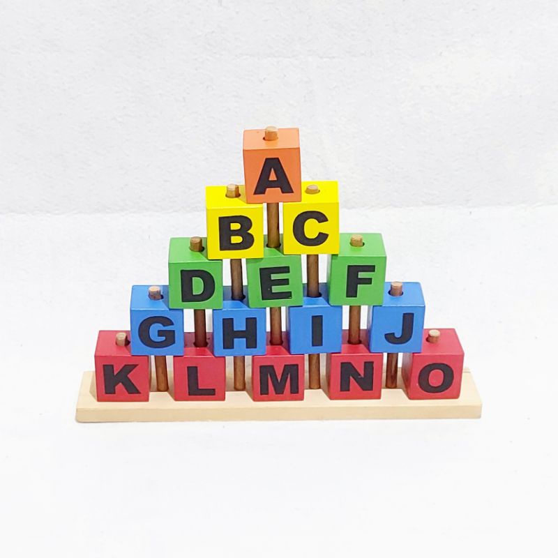 Jual edukasianakpintar_indonesia - Mainan edukasi kayu - Piramid Huruf ...