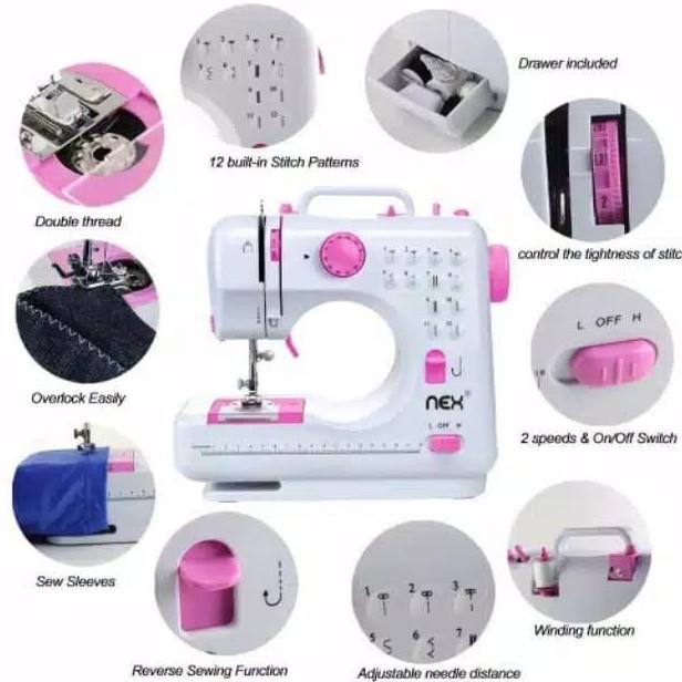 Jual Mesin Jahit Portable FSHM 505/12 Pola Jahitan bisa Lubang Kancing ...