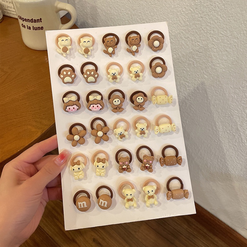 Jual NEW (1 set 5 psg ) Set ikat rambut karakter cartoon brown edition ...