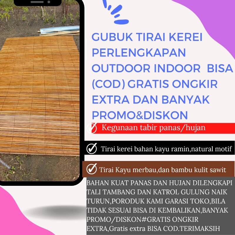 Jual ukuran terlengkap+tali katrol Tiray Kerey Bambu kulit sawit 1x2 ...