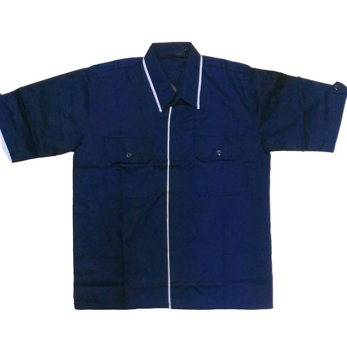 Jual BAJU SERAGAM KERJA DRILL / BAJU BENGKEL. BIRU DONGKER-LIS PUTIH ...