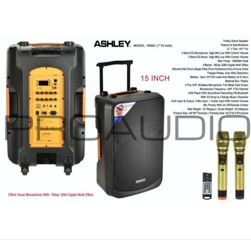 Jual Speaker Portable Ashley Wireless 15 Inch IR600 IR 600 IR-600 ...