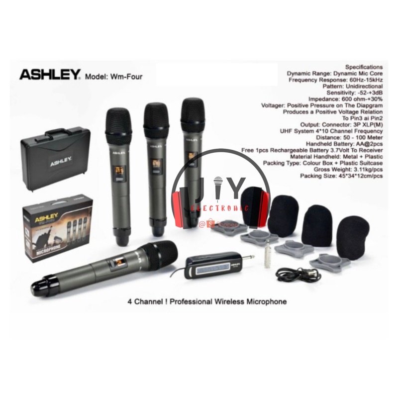 Jual Microphone Mic Wireless Ashley 4 Mic Handle Pegang MW FOUR MW-Four ...