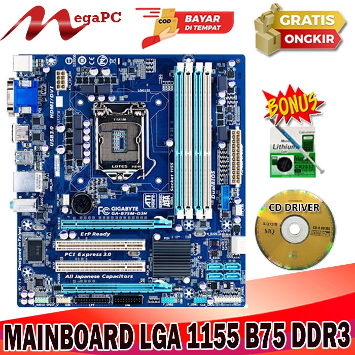 Jual Mainboard LGA 1155 B75 DDR3 Bonus pasta & CMOS | Shopee Indonesia