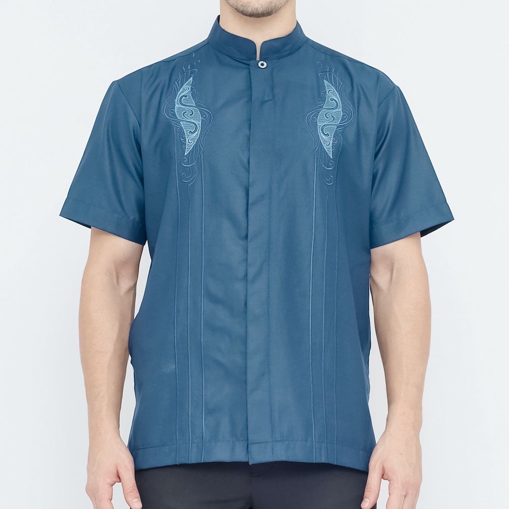 Jual Baju Muslim ATLAS Universal Motif Double Biru Dongker | Shopee ...
