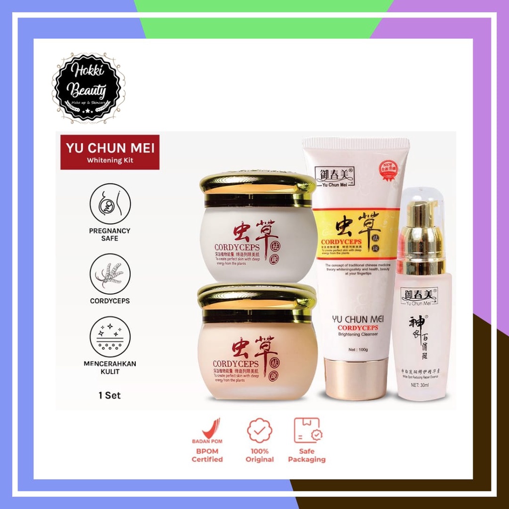 Jual YU CHUN MEI Cordyceps Whitening KiT (SERUM 24K GOLD - CLEANSER ...