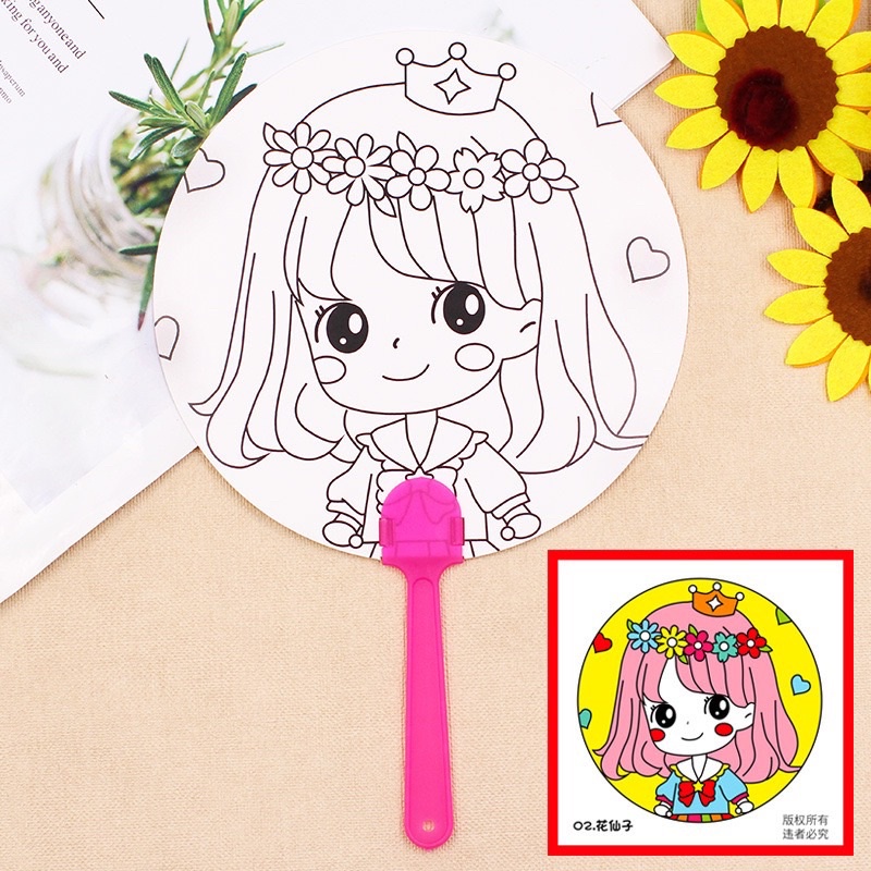 Jual MAINAN EDUKASI ANAK MEWARNAI KIPAS MOTIF / DIY MEWARNAI KIPAS ...