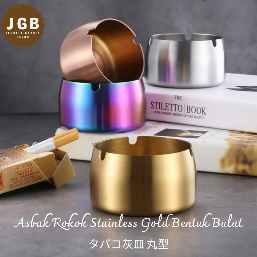 Jual Asbak Rokok Stainless GOLD Bentuk Bulat - Round Stainless Steel ...