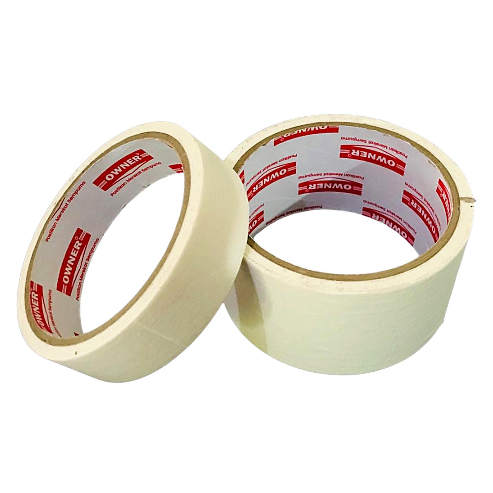 Jual Lakban kertas cream owner / Masking tape 1 inch 2 inch / Lakban ...