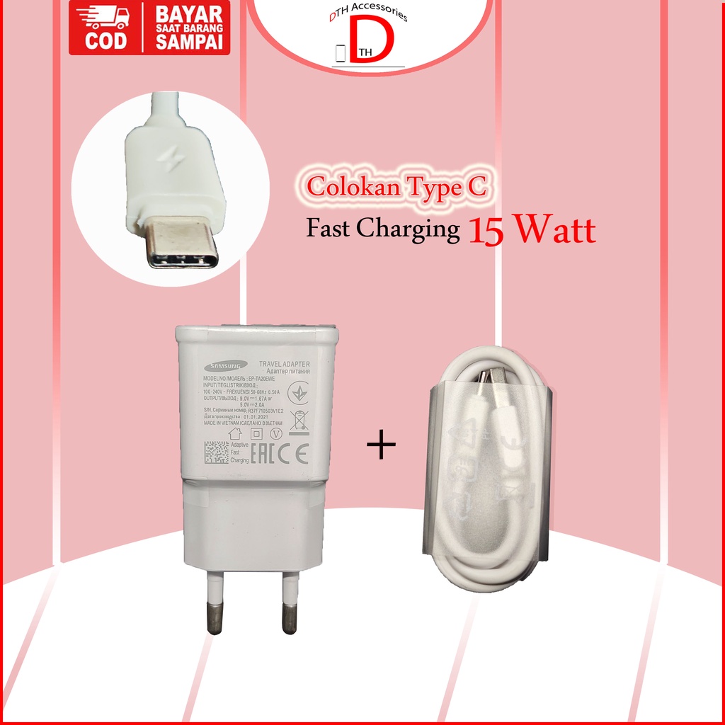 Jual Charger Samsung Fast Charging Bergaransi Type C 15 Watt M04, M13, A02s, A03s, A04, A04e ...