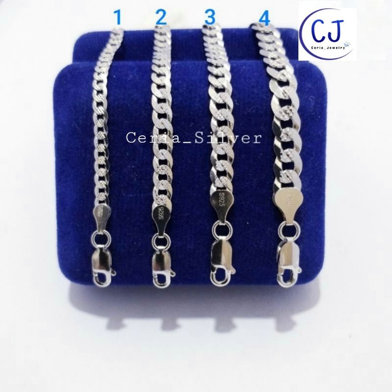 Jual Gelang Perak Asli Tangan Pria Wanita Silver 925 Lapis Emas Putih ...