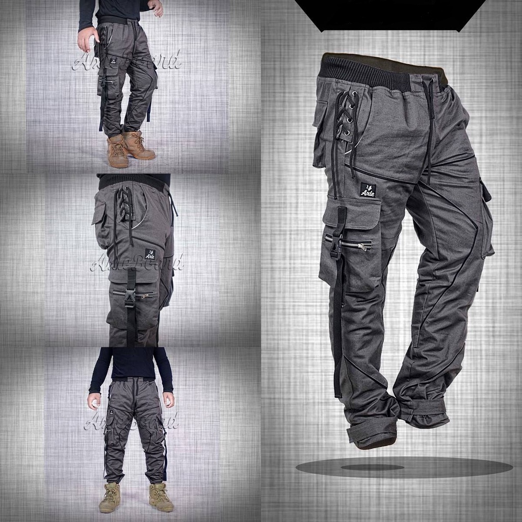 Jual Celana Urban Cargo Strip Jogger Pants Abu Abu | Shopee Indonesia