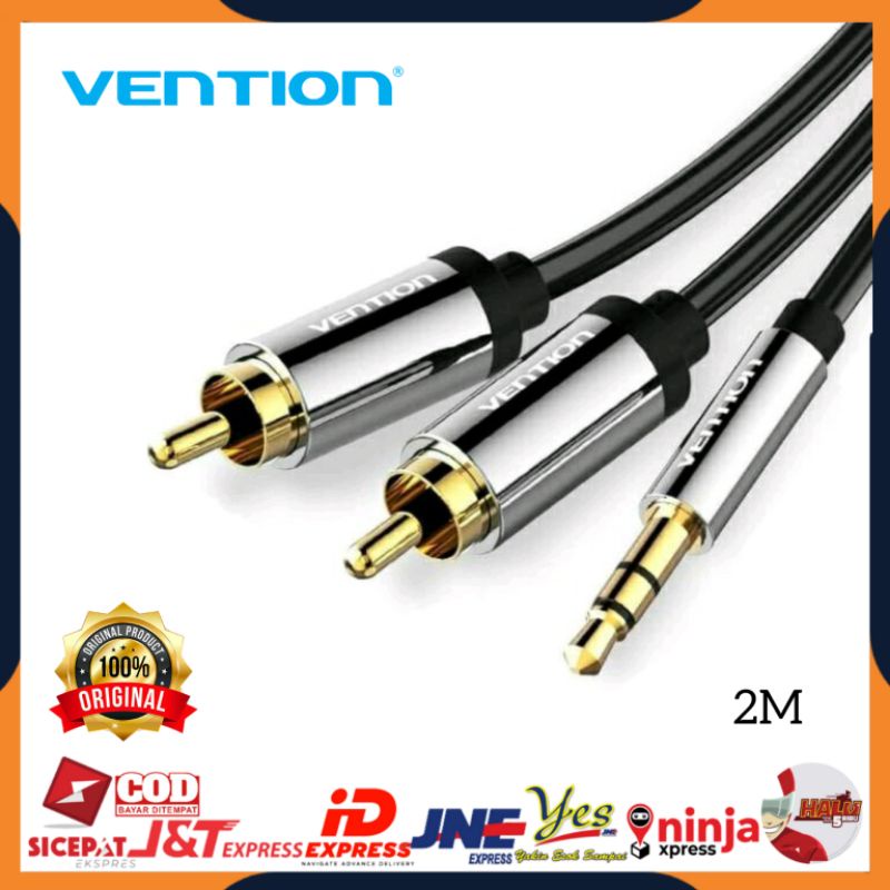 Jual [COD] KABEL VENTION BCF 2 METER / KABEL AUDIO AUX 3.5MM MALE TO 2 RCA MALE HIGH QUALITY 2M ...