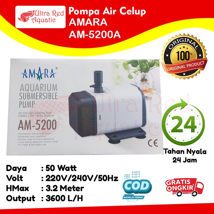 Jual Pompa Air Celup Aquarium Kolam Amara AM-5200 AM 5200 AM5200 Hidroponik | Shopee Indonesia