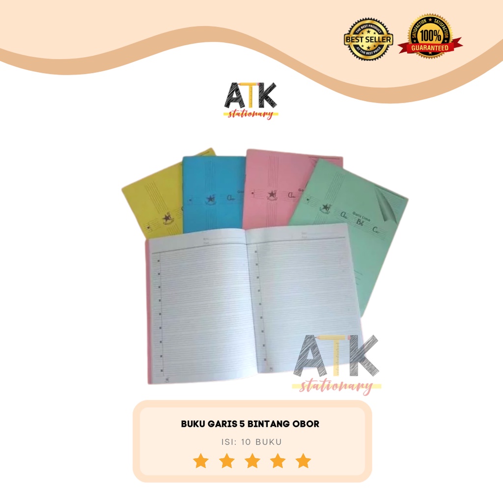 Jual Buku Tulis Garis Lima / 5 Bintang Obor atk | Shopee Indonesia