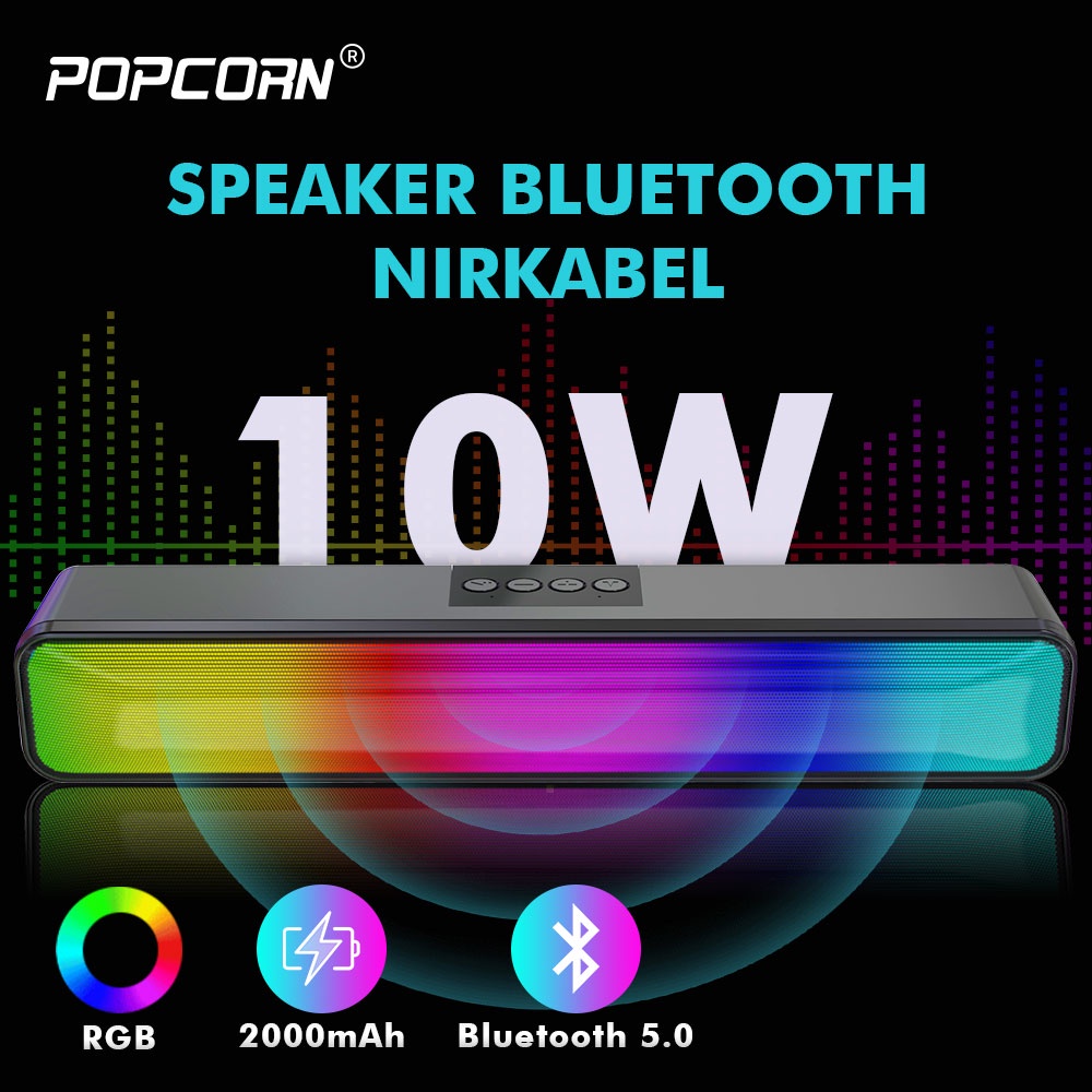 Jual POPCORN Speaker Bluetooth Soundbar 10W Wireless Bluetooth 5.1 Portable Audio Speaker PC ...