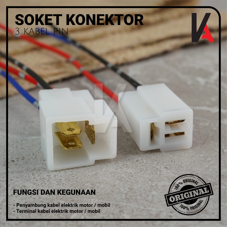 Jual Soket Konektor Kabel 3 Pin Besar / Socket Sambung Mobil Motor ...